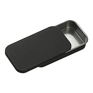 Empty Slide Top Rectangular Metal Tin Containers for Candies, Jewelry, Crafts, Pills, Lip Balm, Storage Kit(60x34x11mm,Black)