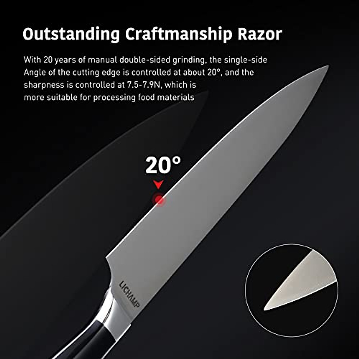 Lichamp Chef Knife, 8 inches Chefs Knife with Professional Forged Stainless Steel Blade and Riveted Handle