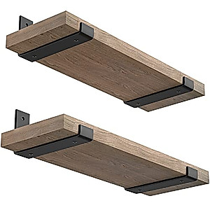 8 Inch Wall Shelf Brackets (Match 7.25" Board) 4PCS, Heavy Duty Black Metal, Kitchen, Bathroom, Mantel, Floating Shelves Hardware