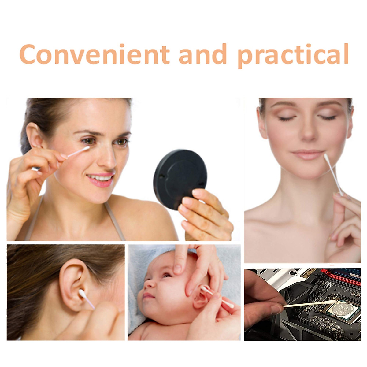 900pcs Bamboo Cotton Swabs, Biodegradable Wooden Cotton Buds