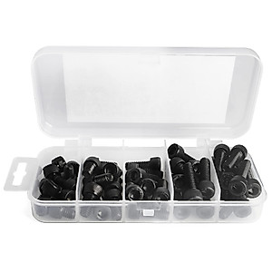 M6 x 8mm 12mm 16mm 20mm 25mm Hex Socket Head Cap Screws Bolts, 12.9 Grade Alloy Steel, Black Oxide Finish, Fully Threaded, Metric Allen Hex Drive, Assortment Kit 50PCS
