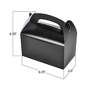 ArtCreativity Black Treat Boxes for Candy, Cookies and Party Favors - Pack of 12 Cookie Boxes, Cute Cardboard Boxes with Handles for Birthday Party Favors, Holiday Goodies