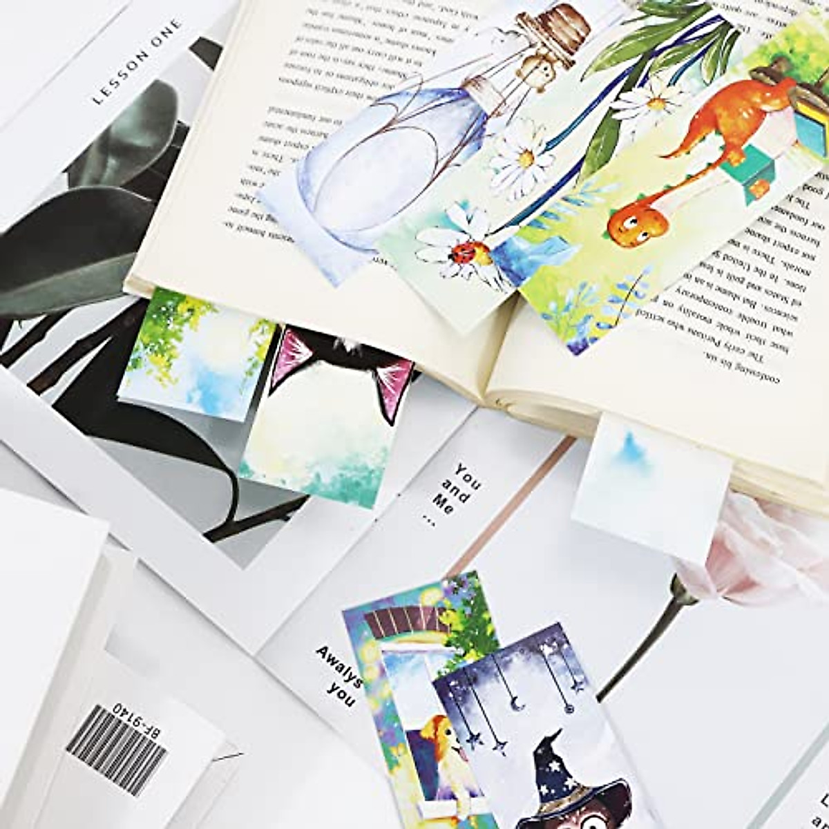 YoeeJob 16pcs Watercolor Bookmarks for Women/Kids/Book Lovers, Spring Bookmarks Gift for Friends, Animal/Plant Book Mark Bulk for Students, Teacher Classroom Gifts, Reading Present