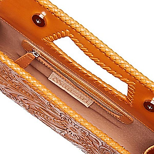 Mauzari Women's Hand Tooled Leather Clutch (Honey)