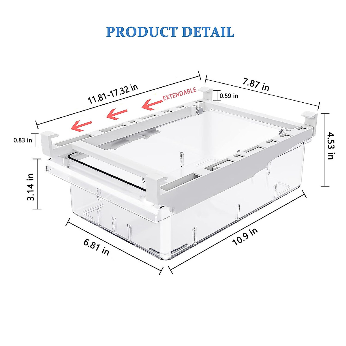 SDFNBRA Refrigerator Organizer Bins, Fridge Drawer Organizer, Clear Plastic Container Drawer for Fridge, Home Essentials Organization and Storage Box for Kitchen Cabinet Pantry