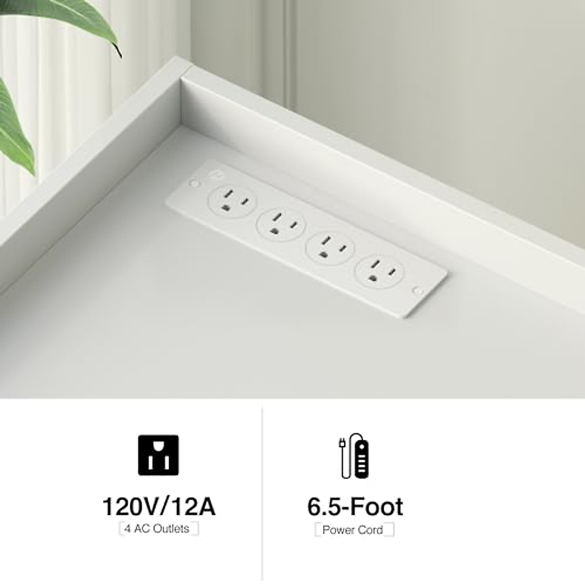 Rolanstar File Cabinet with Charging Station, Mobile Lateral Filing Cabinet with Locking Drawer, Printer Stand with Open Storage Shelf with Wheels, for Letter/Legal/A4 Size Files, White