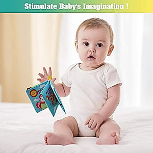 Baby Soft Book Cloth Books, Touch and Feel Books Early Education Toys for Babies, Infant Books Bath Book Christmas Toys Gifts for 0-3 3-6 6-12 12-18 Months 1-2 Year Old Boys Girls (Set of 7)