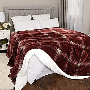 Life Comfort Plush Polyester Blanket 90”x90” Super Soft All Season Premium Luxury Ultimate Sherpa Throw for Bed or Couch, Red Plaid