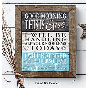 God Wall Decor - Religious Wall Decor - Spiritual Christian Gifts for Women, Men - Catholic Gifts - Funny Christian Wall Art - Inspirational Quotes Wall Decor Sign - Faith Wall Decor - Light Blue