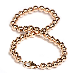 Seven Seas Pearls Gold Filled Beaded Ball Bracelet with Lobster Clasp 5 mm Beads 6" to 9" (rose-gold-filled, 6.5)