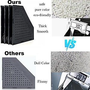 Marte Vanci Collapsible 4 Compartment Magazine Holder Desktop Adjustable Sturdy File Dividers Document Cabinet Rack Display (Black)