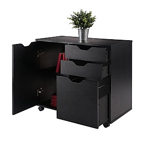 Winsome Halifax Storage Mobile Cabinets, 1 Large Door, 3 Drawers, for Home Office, Black