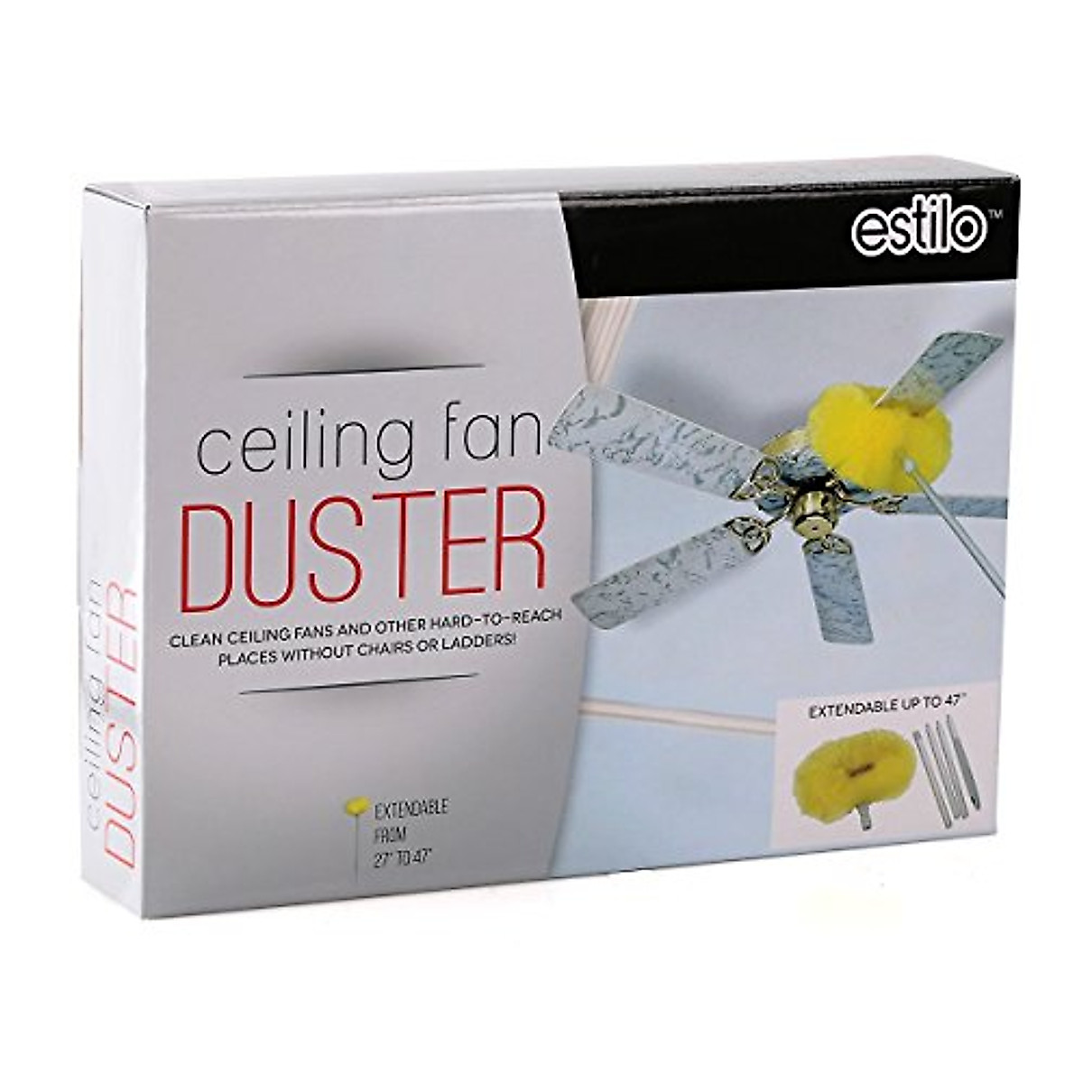 Estilo Ceiling Fan Duster - Long Ceiling Fan Cleaner Duster | Removable & Washable, Extendable up to 47” with Detachable Microfiber Head |Feather Dusters for Cleaning |Duster with Extension Pole