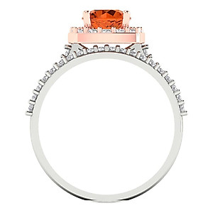 Clara Pucci 2.25ct Round cut Custom Engraving Halo Red Faux Diamond Engagement Ring Band Wedding Bridal Set 14k White Rose Gold 7.5