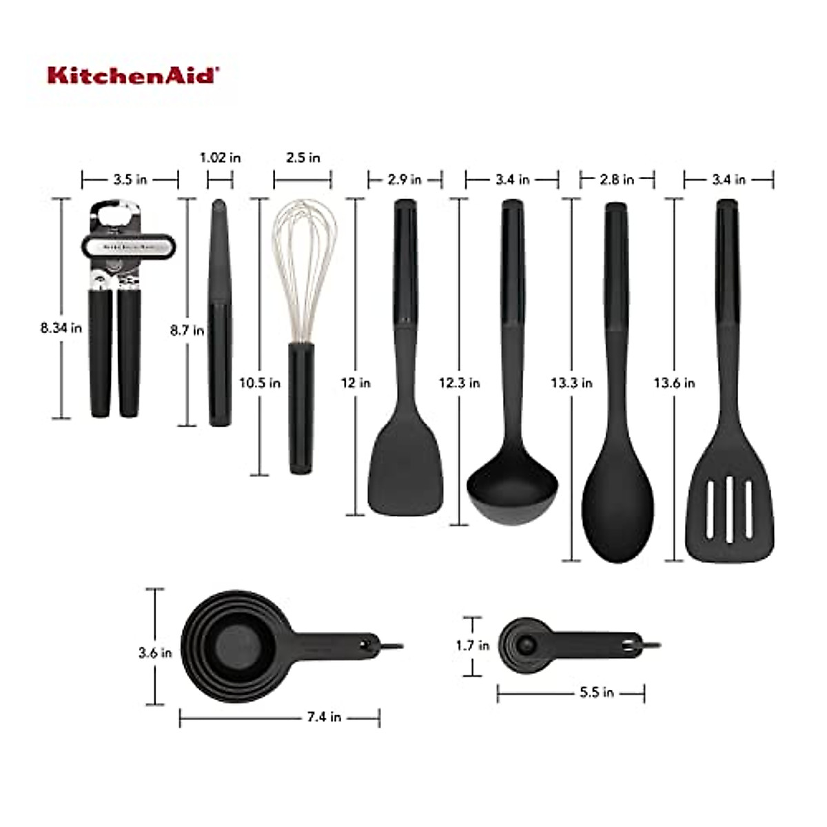 KitchenAid Universal Tool and Gadget Set, 16 Piece, Black