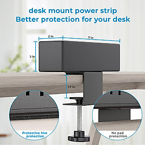 Desk Clamp Power Strip with 8 Outlets, Desk Power with 3 USB-A and 1 USB-C(18W) Ports, Desktop Power Strip Fast Charging Station, 6.6 FT Flat Plug, Desk Mount Power Strip for 1.6" Tables.
