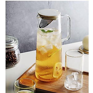 ZYJBM Cold Water Pot Water Storage Kettle Teapot Kettle Heat-Resistant Glass Home Living Room Bottle with 2 Cup