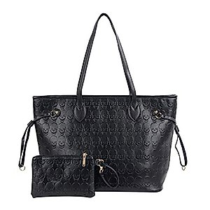 Women Devil Skull Purse Handbags Pu Leather Top-Handle Satchel Shopping Bag with Clutch Purse