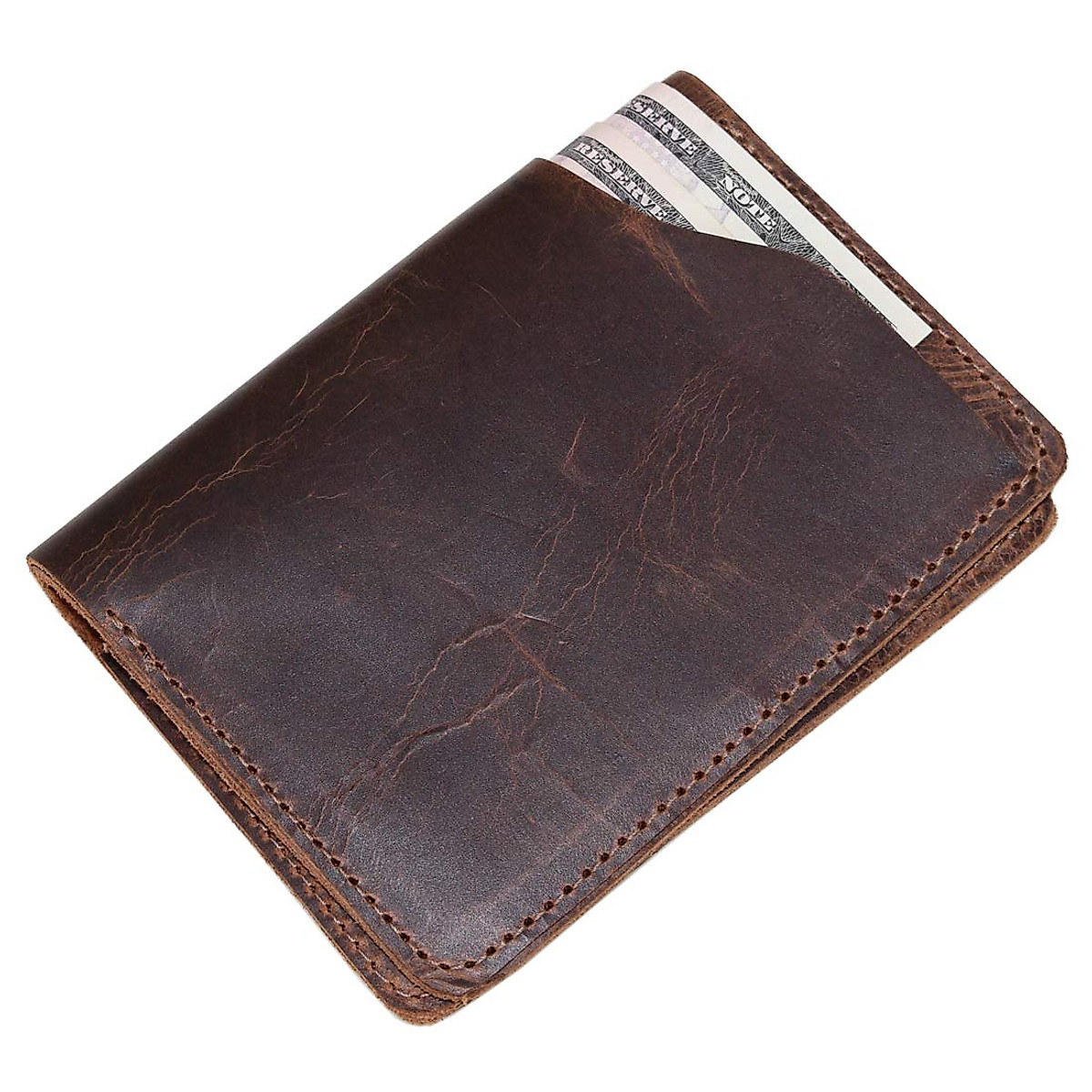 Hide & Drink, Leather Large Card Holder, Holds Up to 16 Cards Plus Flat Bills/Money Organizer/Cash/Case/Pouch, Handmade Includes 101 Year Warranty :: Bourbon Brown