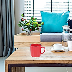 YARDWE Tea Coffee Mug Cup Set: 4Pcs Melamine Faux Enamel Mugs Drinking Cups for Hot Chocolate Tea Travel Camping Outdoor Indoor Home Use