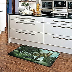 Jurassic Dinosaur Jungle Area Rug Non-Slip Washable Soft Floor Mat Carpet for Kitchen Bedroom Living Room Bathroom Home Decor,39x20 Inch