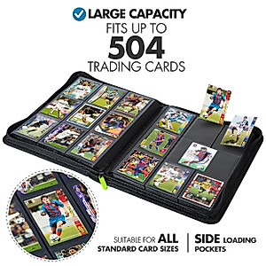 Trading Card Binder for Cards, 9 Pocket Pokemon Card Binder, 504 Side Loading Sports Card Binder, Card Collection Binder, Yugioh Card Binder, MTG Binder, TCG Binder, Card Book Holder for Trading Cards