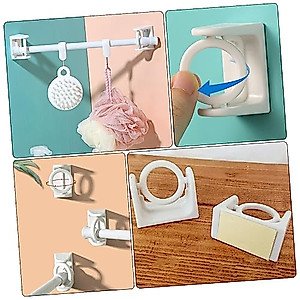 Zerodeko 4 Sets Telescopic Clothes Rail Drapery Hooks Clothes Hanger Hooks Telescoping Curtain Rod Brackets for Shelves Shower Curtain Rod Telescoping Pole Small Tension Rod Extending Pole