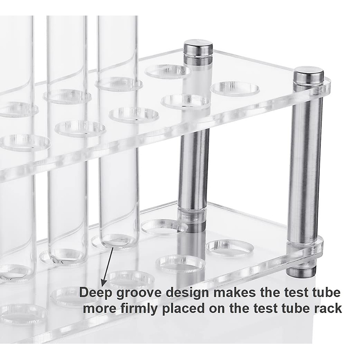 Ackers Science 12Pcs 16×150mm(23ml) Glass Test Tubes with Cork Stoppers|1 Rack of Acrylic Material