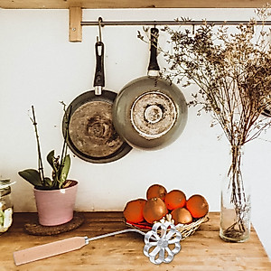 Swedish Rosette Aluminum Waffle Mold with Wooden Handle Creative Cake Printing Mold Frying Mold for Rosette Bunuelos Cookie (Flower Pattern)