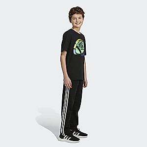 adidas Boys' Short Sleeve All Sport Tee, Black with Multicolor, X-Large (18/20)