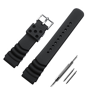 Silicone Watch Strap For Men Diver Watches Quick Release Rubber band Black 20mm, (rubber20)