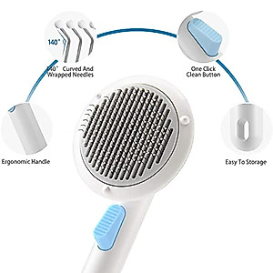 Cat Brush, Cat Brush for Shedding, Cat Brush with Release Button, Cat Brushes for Indoor Cats, Self Cleaning Slicker Cat Hair Brush for Kitten Grooming Massage Remove Tangles and Loose Fur