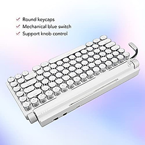 RTLR Mechanical Keyboard, 83 Keys Waterproof Gaming Keyboard Knob Control for Phone (White)