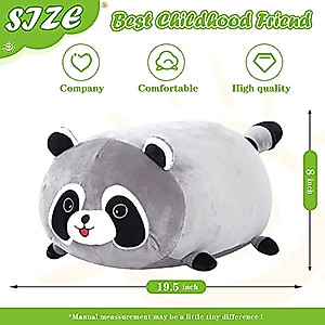 FANGYU Soft Plush Hugging Pillow, Cylindrical Stuffed Animals Doll Toy Kids Gifts for Birthday, Valentine, Christmas (19.6x7.8 inch,Raccoon)