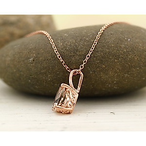 14k Rose Gold Morganite Pendant Necklace, 18" (8x6mm Oval Moragnite)