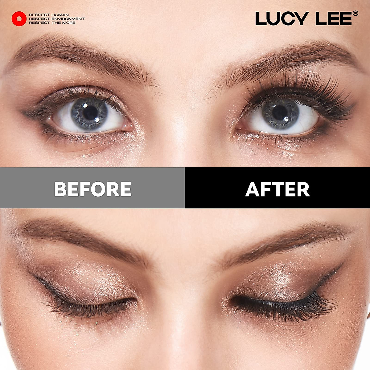 LUCY LEE Reusable Self-Adhesive Eyelashes 3 Pairs, False Eyelashes No Glue or Eyeliner Needed, Easy to Put on within 3 Secs, Stable/Non-slip Waterproof Fake Eyelashes Soft Reusable Lashes 3D
