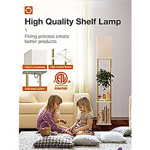 addlon Gold Floor Lamp, 4-Tier Display Floor Lamp with Shelves, LED Floor Lamp with 3CCT Bulb, Modern Floor Lamp for Bedroom, Livingroom and Office - Marble Texture & Gold Frame