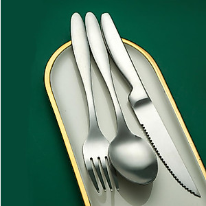 Silverware Set Flatware Matte Cutlery Utensil Solid Food-Grade Stainless Steel，Home Restaurant Hotel Small Business,Mirror Finish Tableware 60 Piece Service for 12