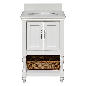 Beverly 24-inch Bathroom Vanity (White/Quartz): Includes White Cabinet with Stunning Quartz Countertop and White Ceramic Sink