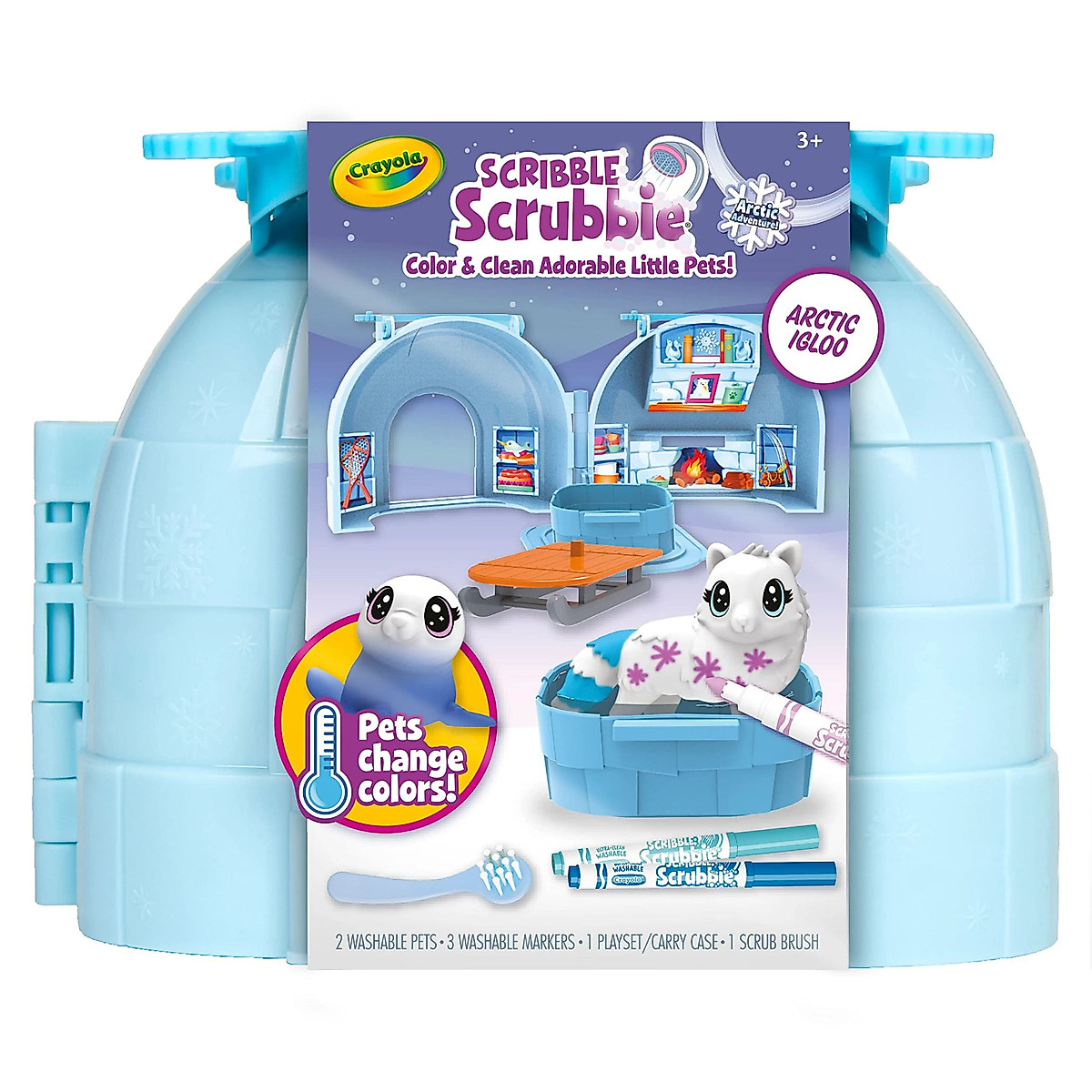 Scribble Scrubbie Pets Arctic Igloo, Color Change Pets & Storage Case, Gift for Girls & Boys