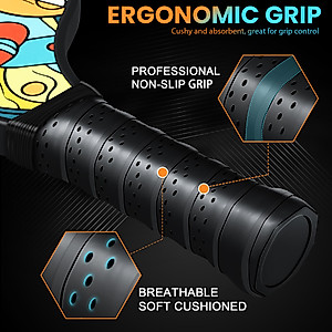 Pickleball Paddle Set Fiberglass Surface Pickleball Rackets Kit of 2 Paddles with 16MM Thick Honeycomb Core for Beginners & Pros