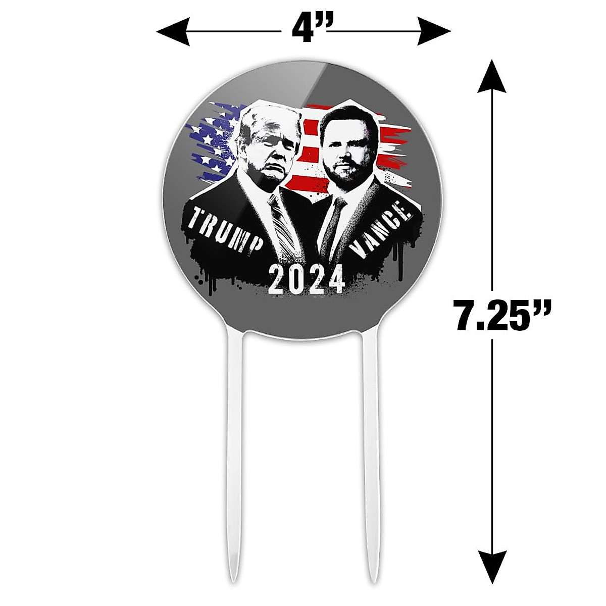 Trump Vance Spray Paint 2024 Acrylic Cake Topper Party Decoration for Wedding Anniversary Birthday Graduation