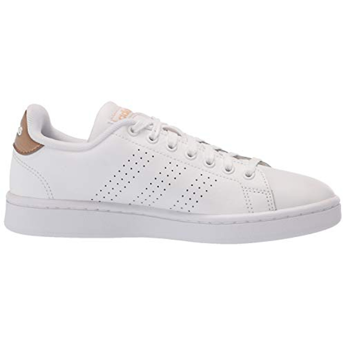 adidas Women's Advantage Tennis Shoe, White/White/Copper Metallic, 9