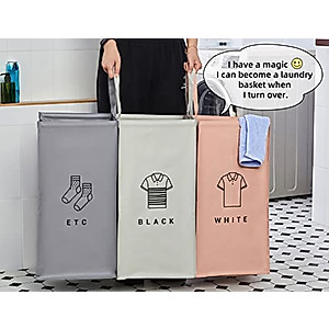 ECOWAN LIVING Recycle Bin, Trash Bin, Recycling Bins for Kitchen Home, Recyclable Waste Trash Sorting Organizer, Reusable Waterproof Compartment Container, Pack of 3 Bags