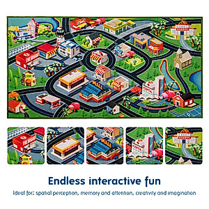 Booooom Jackson Kids Car Rug Play Mat for Toy Cars,39X79 inch Kids Rug Car Mat,Car Play Rug for Kids Playroom,Car Road Rug for Bedroom,Kid Car Carpet for Toddler Boy,Car Area Rug Non-Slip