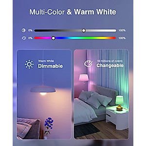 OHMAX Smart Light Bulbs, Color Changing Light Bulbs A19 E26 75W Equivalent, WiFi Light Bulbs Smart Bulbs Work with Alexa Google Home No Hub Required, Dimmable 2700K Warm White, 800 Lumens, 2 Pack