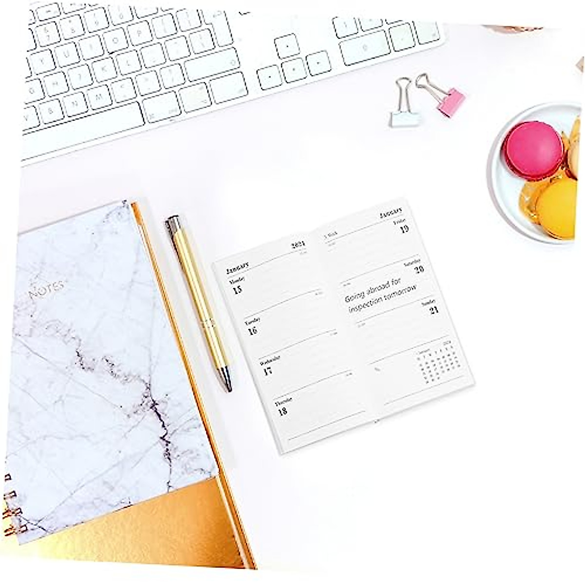 Tofficu Planner Book Academic Diary 2024 Undated Planner Weekly and Monthly Weekly Pocket Planner To Do List Pad English Agenda Planner Notebook Work Notes Multifunction Imitation Leather