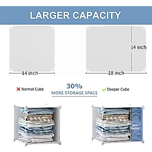 Choies DIY Portable Storage Organizer with Door,14"x18" Depth Cube Clothes Closets,12 Cubes, Portable Wardrobe Closets, Storage Cabinet,Organizer Shelving Bookshelf Toy Organizer(White)