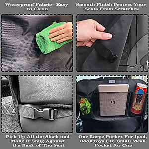 Meolsaek Car Seat Protector for Child Car Seat + Kick Mats with Organizer, Waterproof 600D Backseat Protector Seat Cover 2 Pack