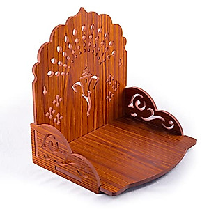 Wooden Temple Wall Mounted Hanging Table top Pooja Mandir God Stand Shelf for Home Office and Gifting (Ganesh)